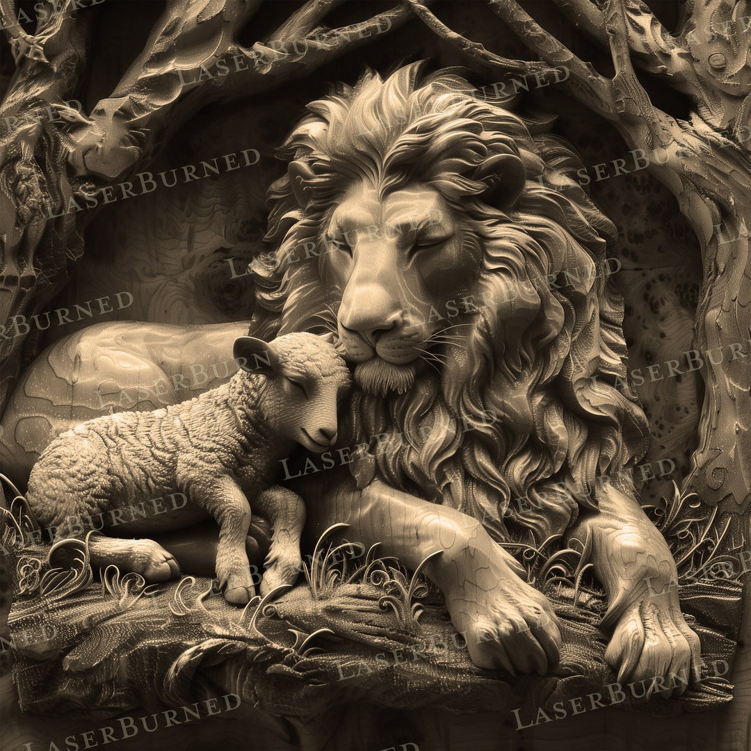 Laser Engrave PNG of a Lion and a Lamp | 3D Illusion Burn | Digital ...