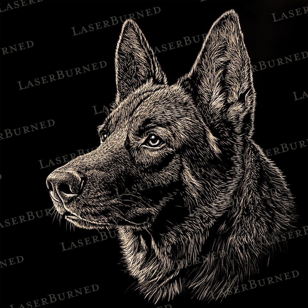Laser Engrave PNG of a German Shepherd Dog | 3D Illusion Burn | Digital ...