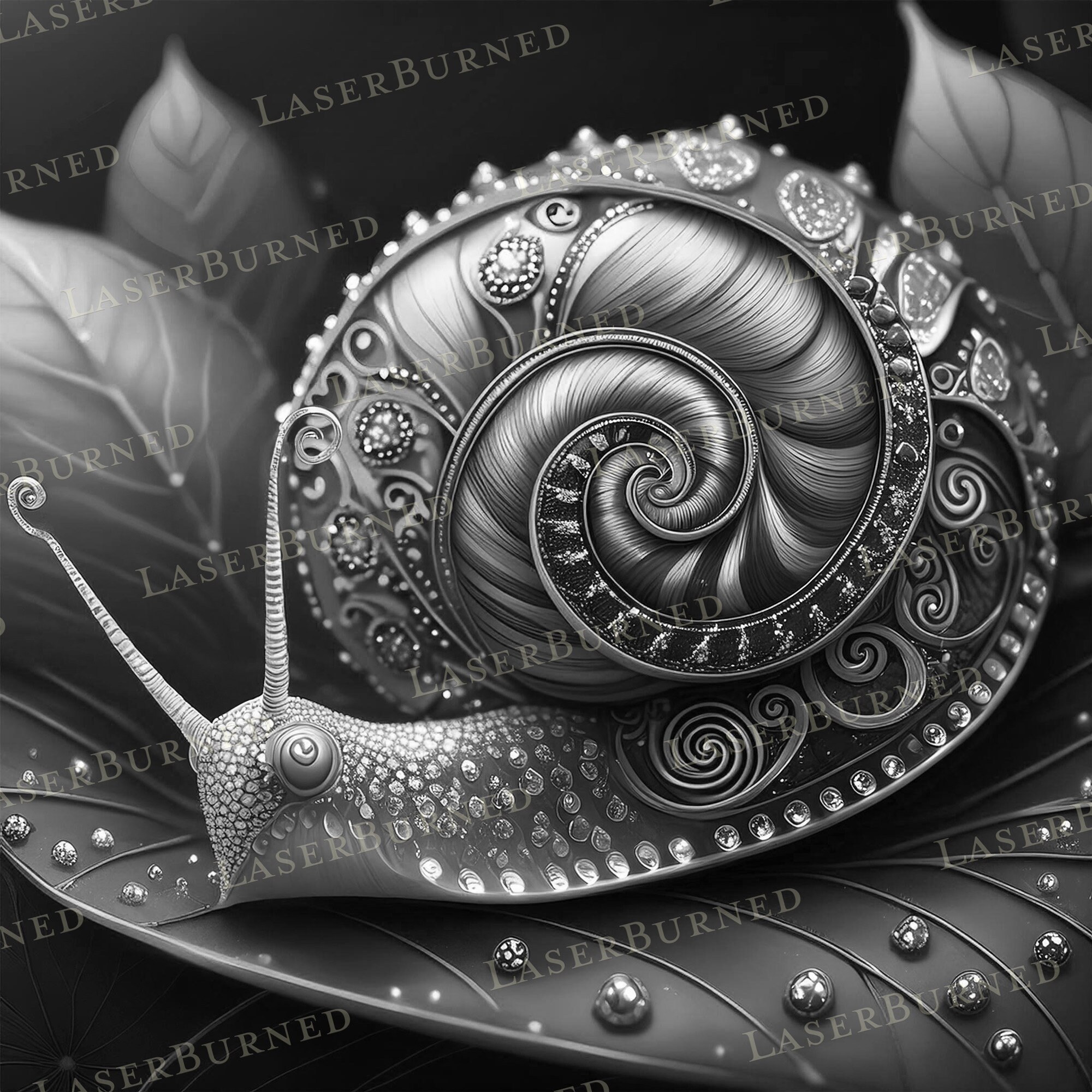 Laser Engrave PNG of an Ornate Snail 3D Illusion Burn Digital Files for ...