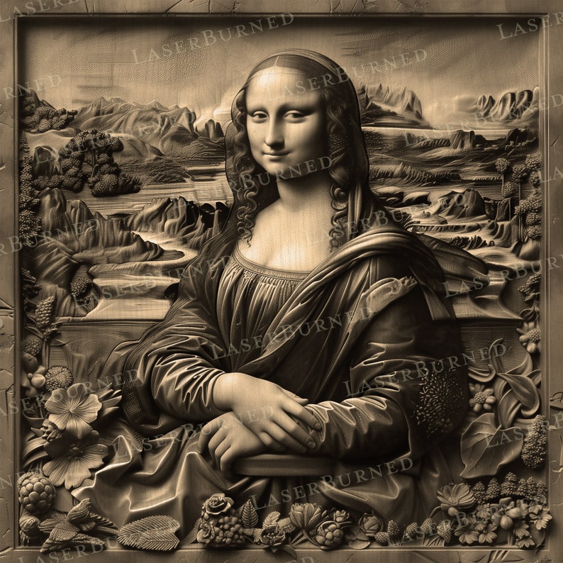 Laser Engrave PNG of the Mona Lisa | 3D Illusion Burn | Digital Files ...