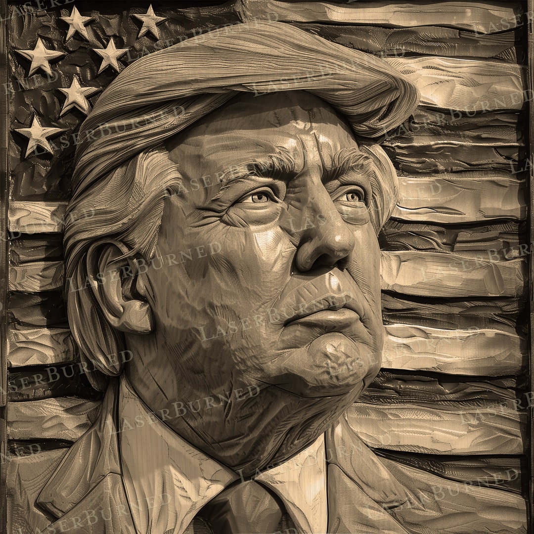 Laser Engrave PNG of President Trump With American Flag | 3D Illusion ...