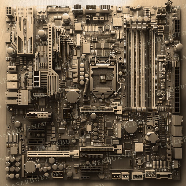 Laser Engrave PNG of a Circuit Board (mother Board) | 3D Illusion Laser ...