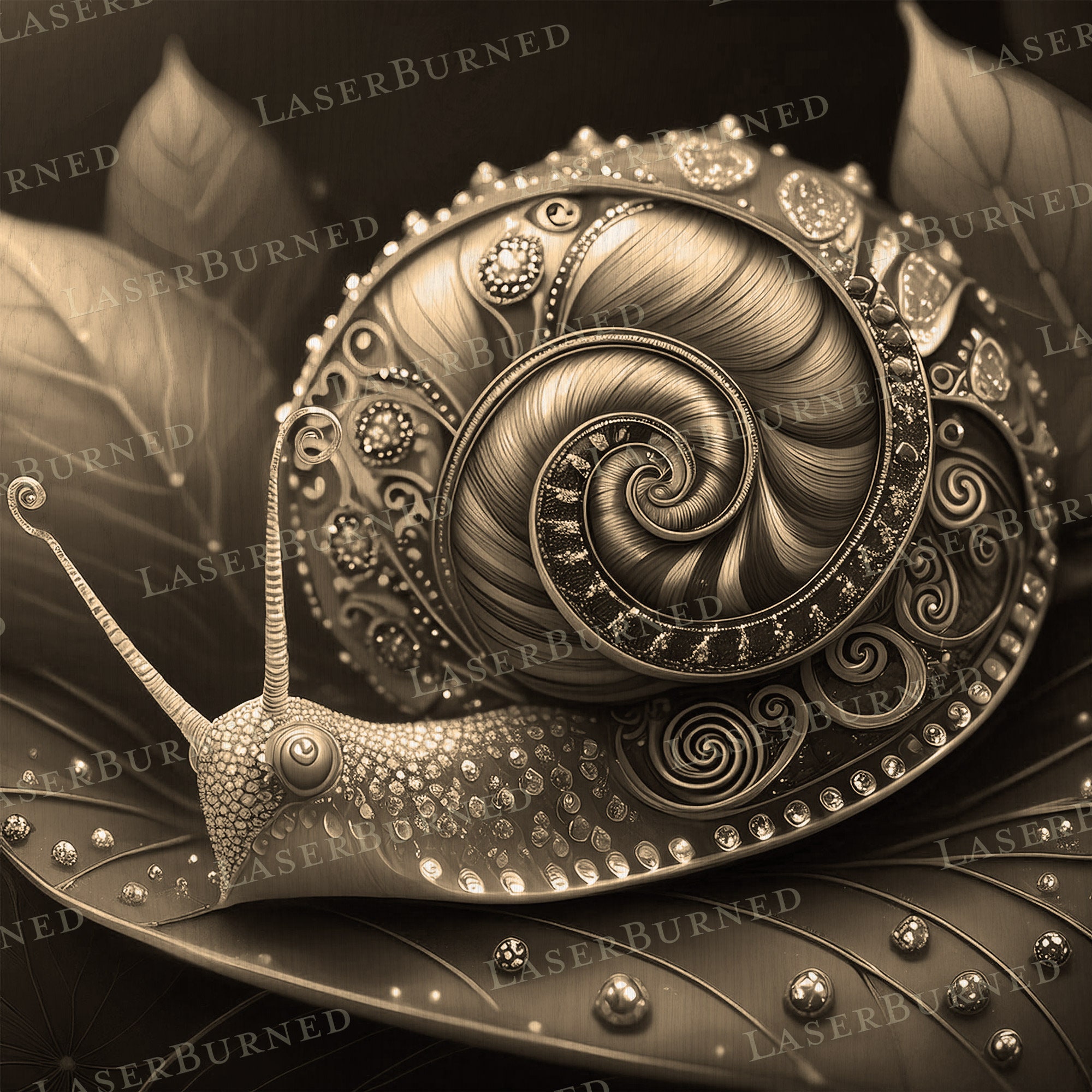 Laser Engrave PNG of an Ornate Snail | 3D Illusion Burn | Digital Files ...