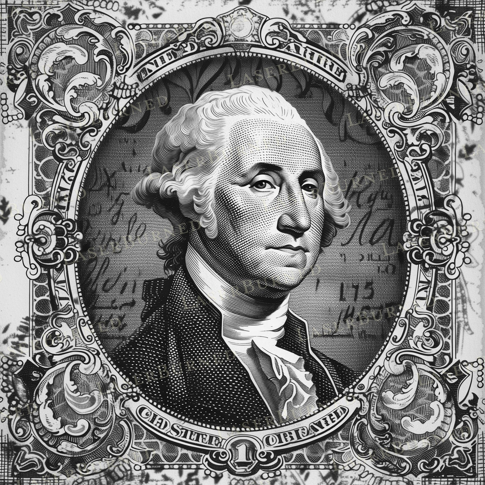 Laser Engrave PNG of George Washington, First American President | 3D ...