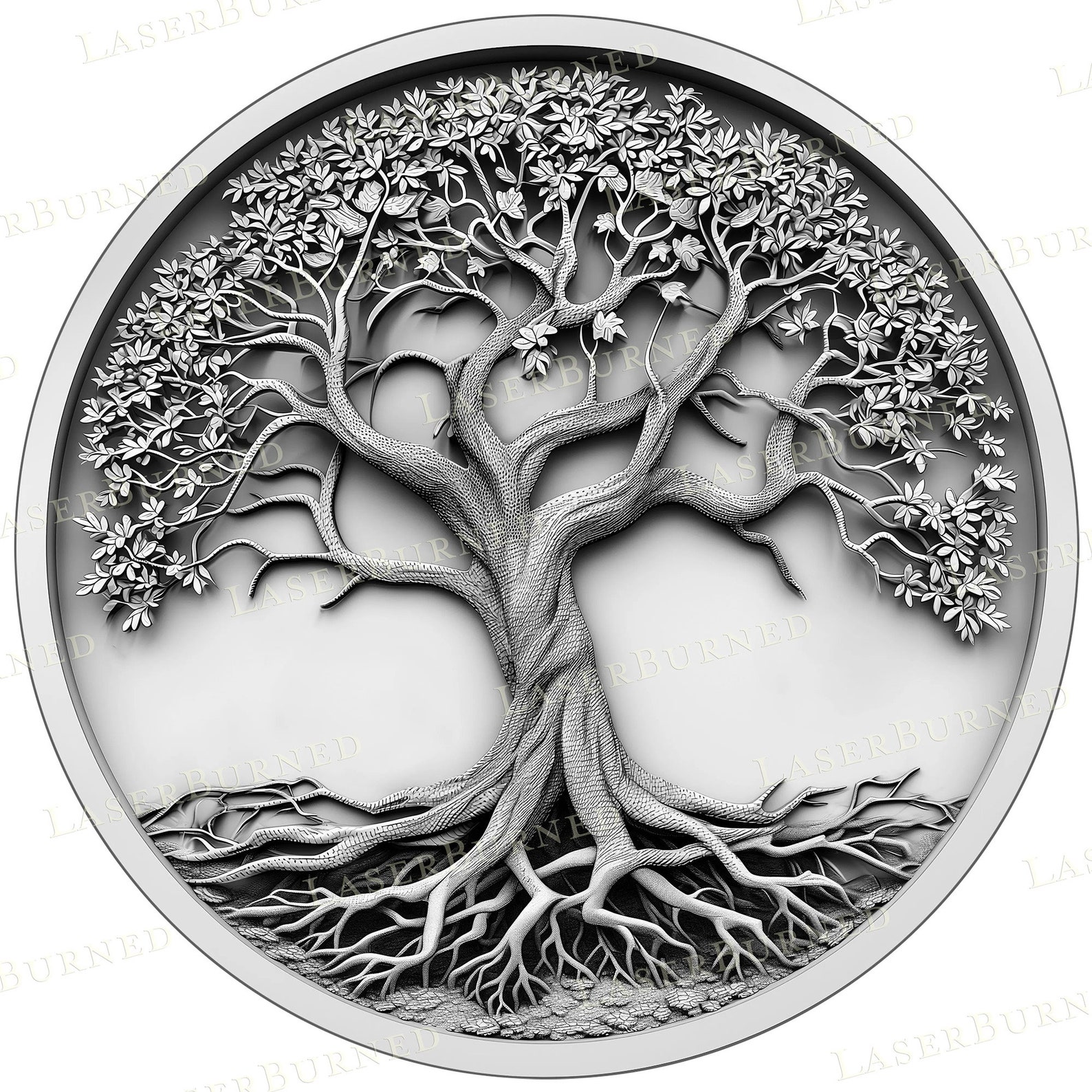 Laser Engrave PNG of Tree With Roots | 3D Illusion Burn | Digital Files ...