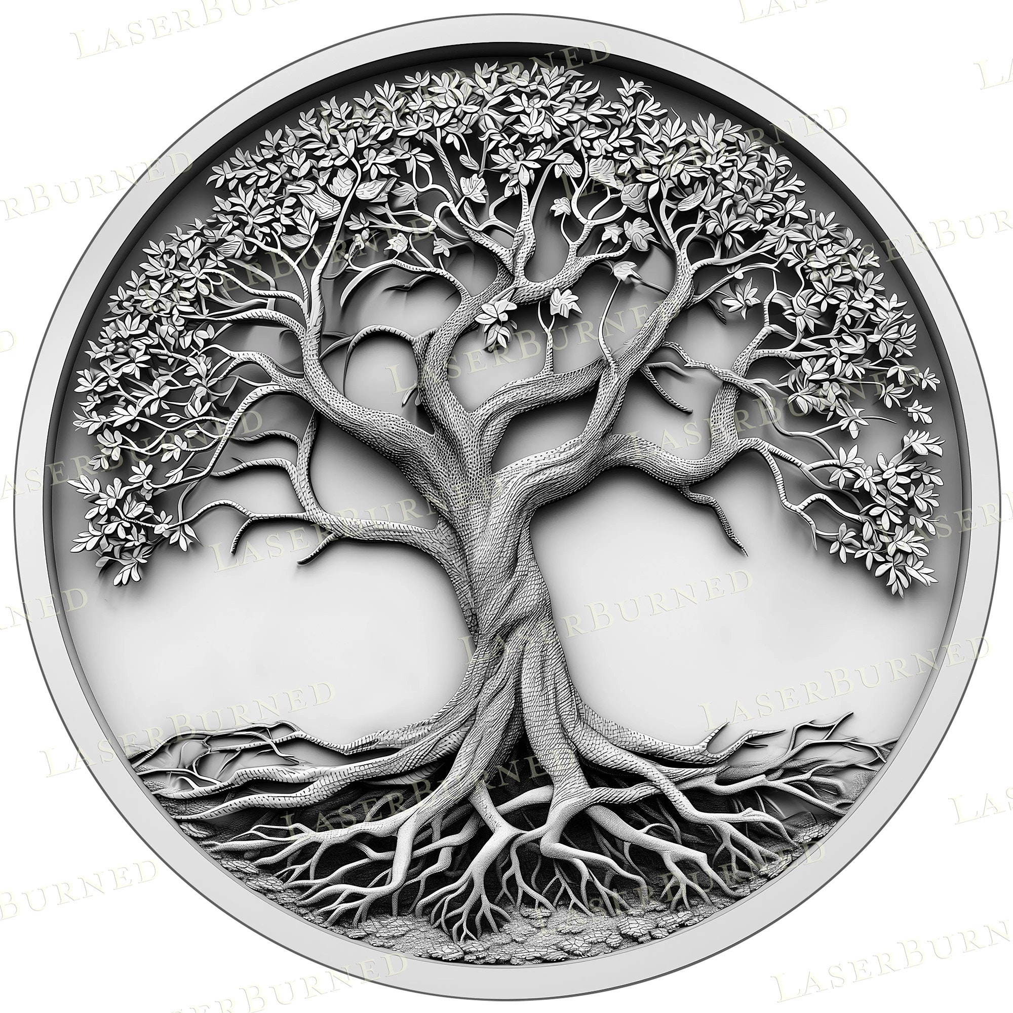 Laser Engrave PNG of Tree With Roots | 3D Illusion Burn | Digital Files ...