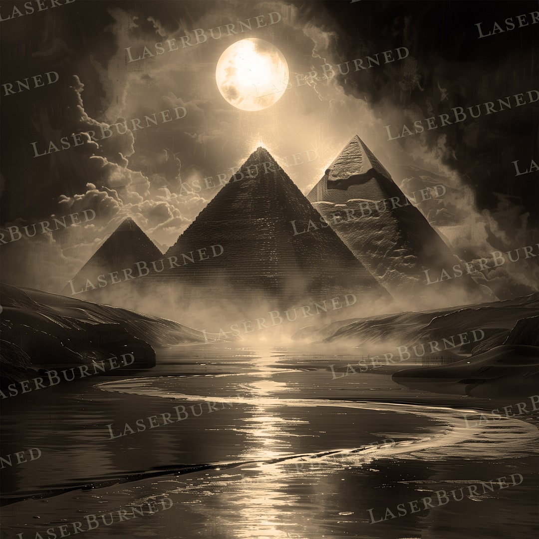 Laser Engrave PNG of Pyramids at Night | 3D Illusion Laser Burn ...
