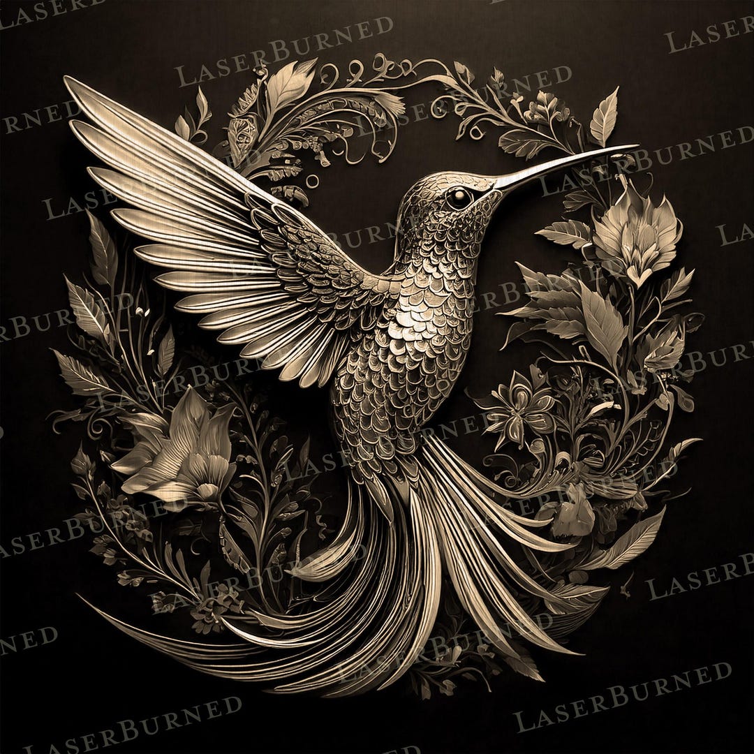 Laser Engrave PNG of a Hummingbird | 3D Illusion Burn | Digital Files ...