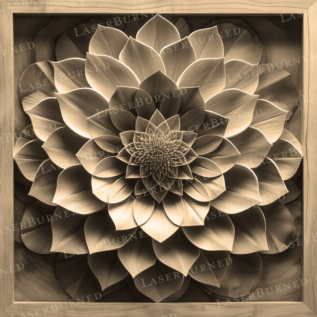 Laser Engrave PNG of a Blooming Flower | 3D Illusion Burn | Digital ...