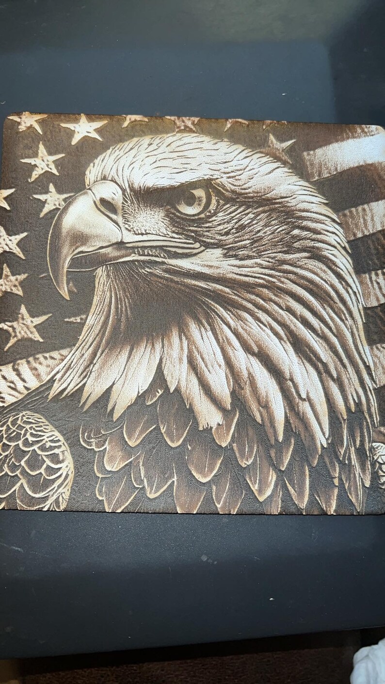 Laser Engrave PNG of a Bald Eagle With an American Flag Backdrop | 3D ...