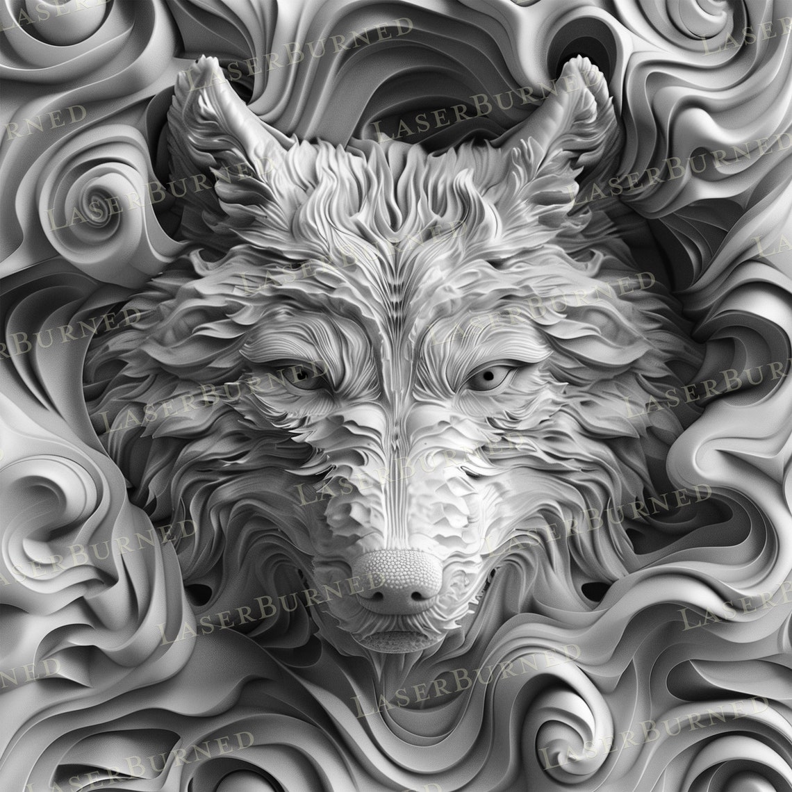 Laser Engrave PNG of a Wolf's Head | 3D Illusion Burn | Digital Files ...
