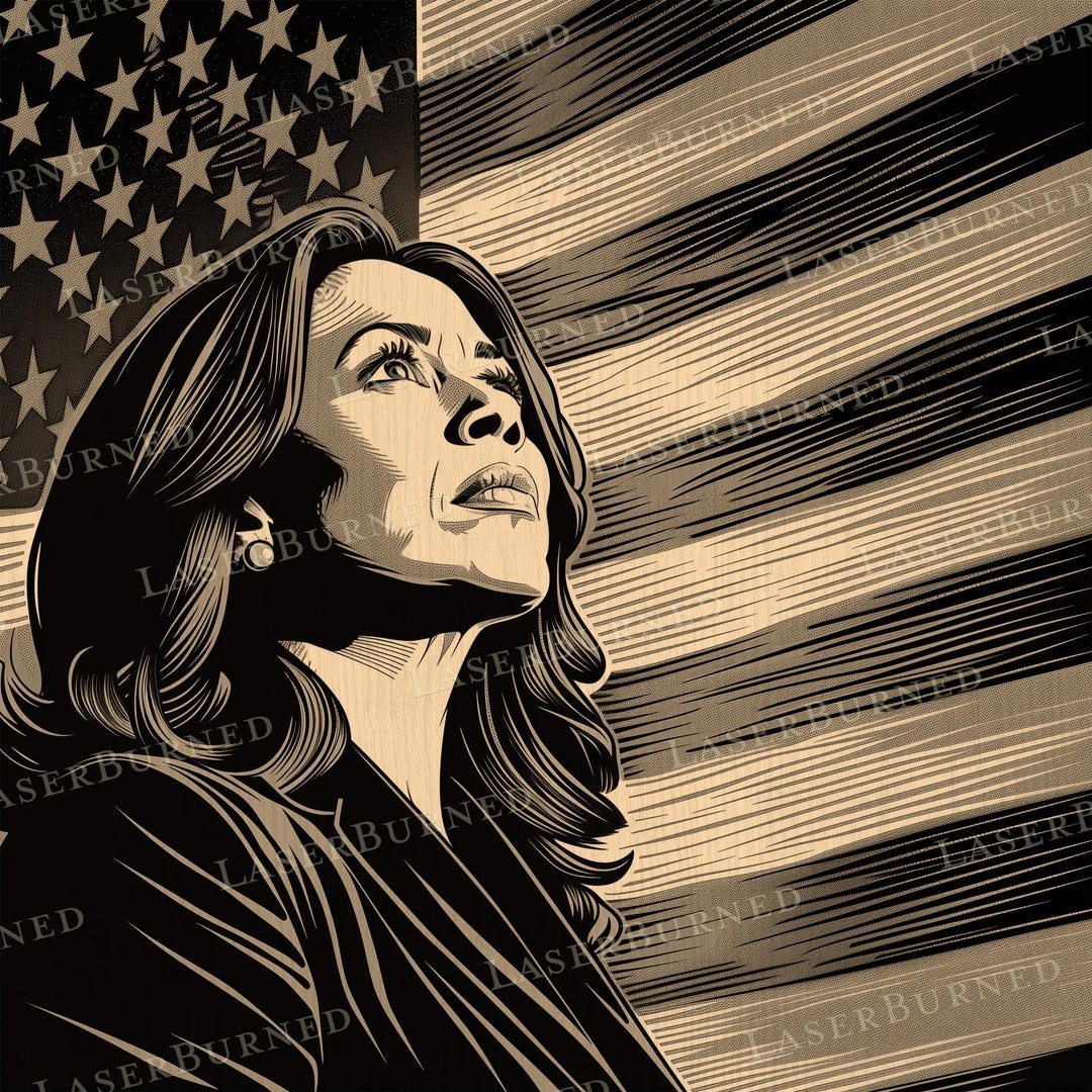 Laser Engrave PNG of Kamala Harris, American Flag, President | 3D ...