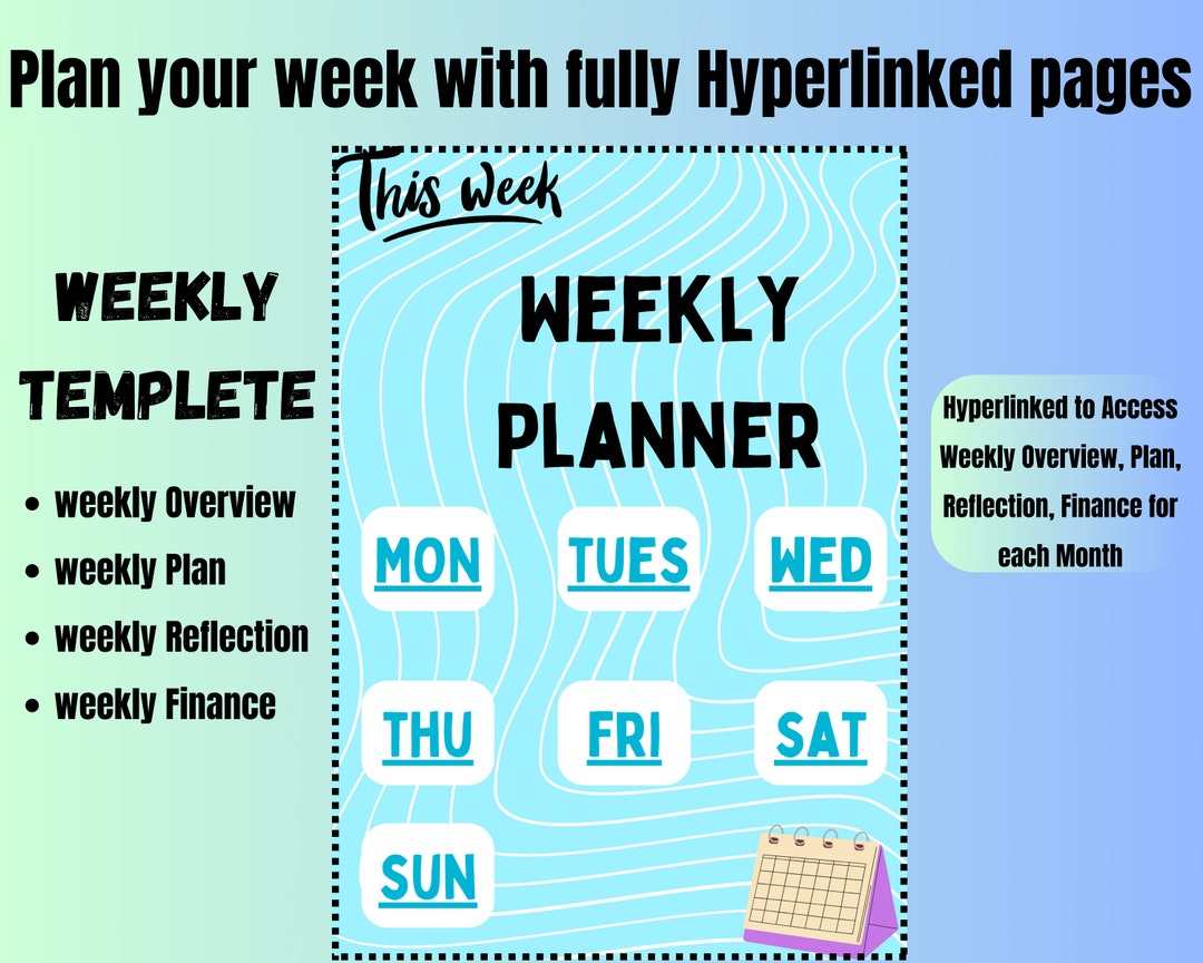 Weekly Monthly Digital Planner, Goodnotes iPad Weekly Overview, Week at ...