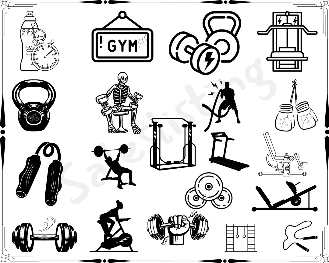 Gym Equipment Svg, Workout Silhouette, Barbell SVG, Dumbbell Svg ...