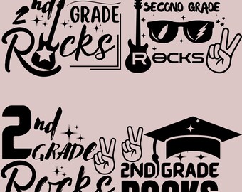 Second Grade Rocks Second Grade Svg Back to School Svg Second Grade ...