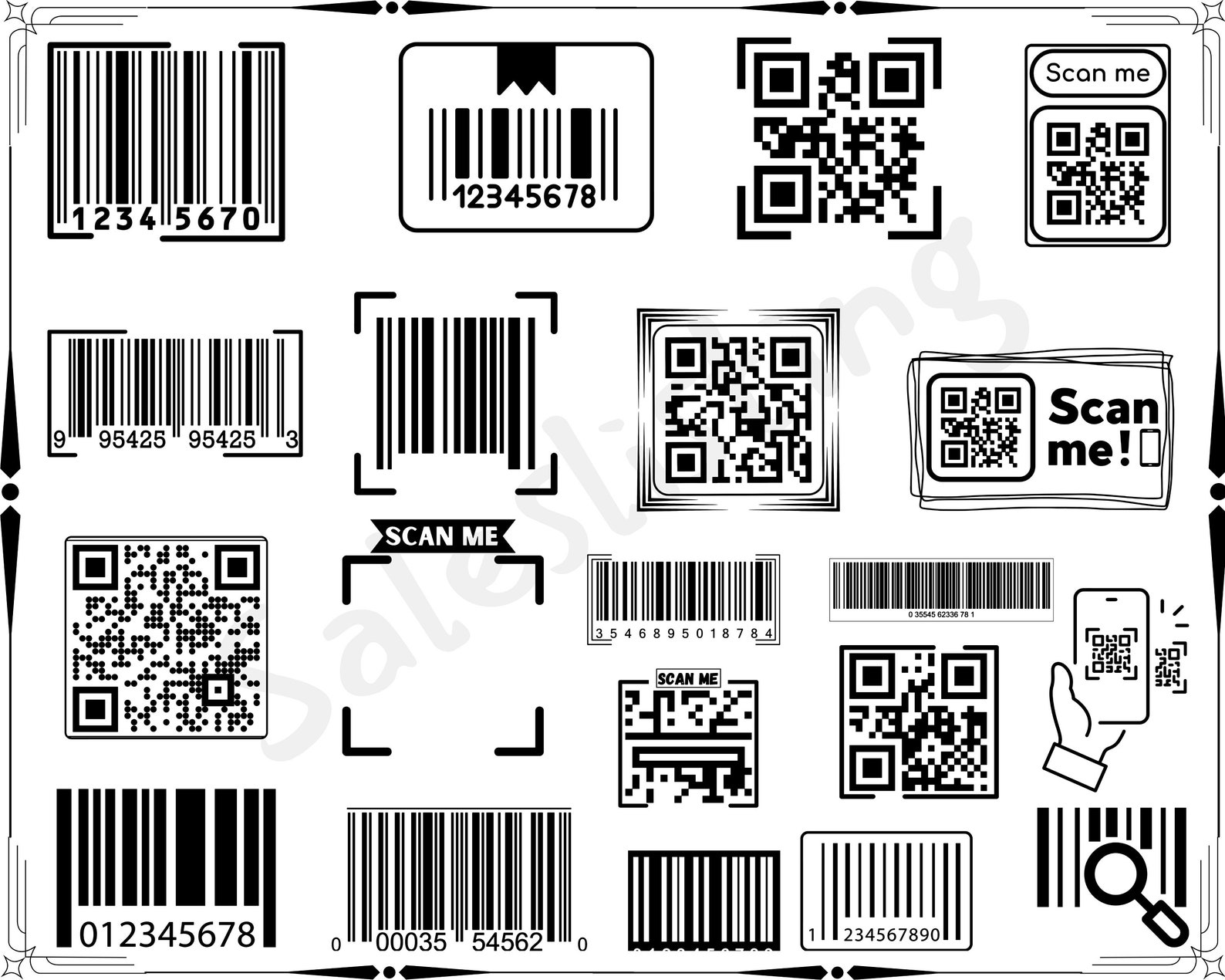 Barcode Svg, Barcode Svg Bundle(svg, Dxf, Eps, Png), Barcode Frame Svg ...