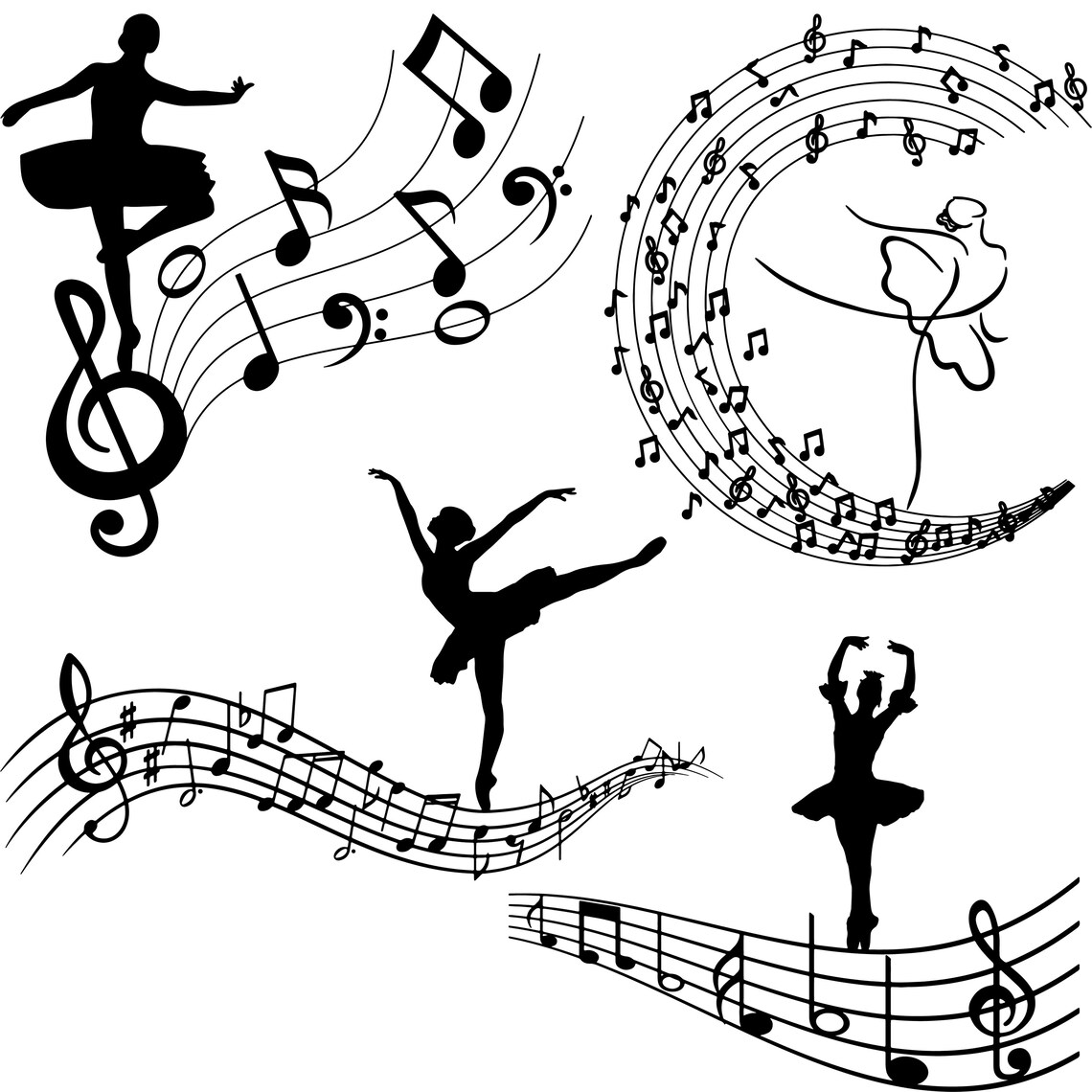 Music Notes and Ballet Dancing SVG, Music Notes Cut Files for Cricut ...