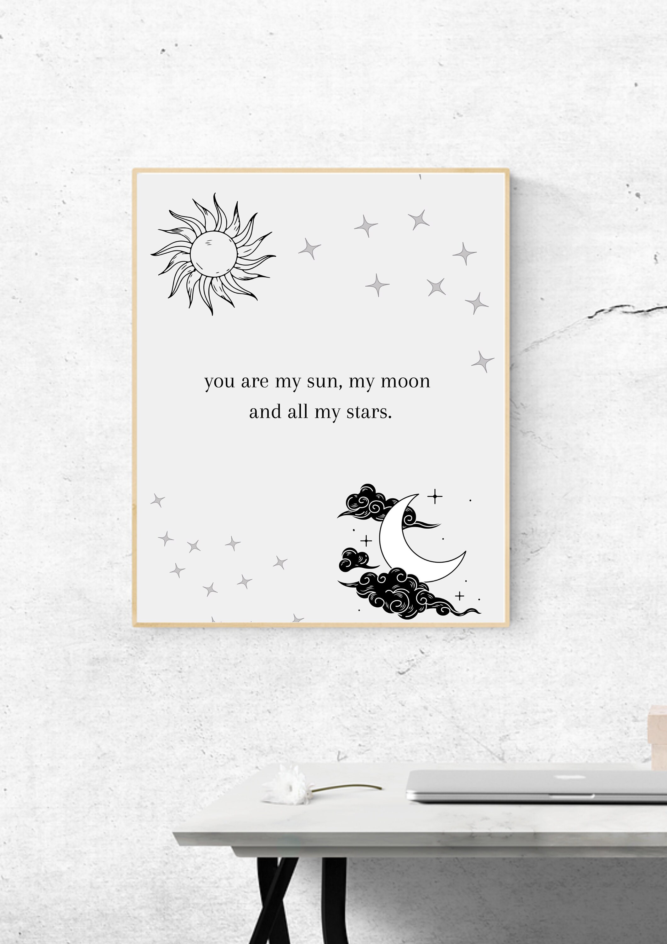 Sun Moon Stars Quote Wall Art Print, Digital Download, Printable Art - Etsy