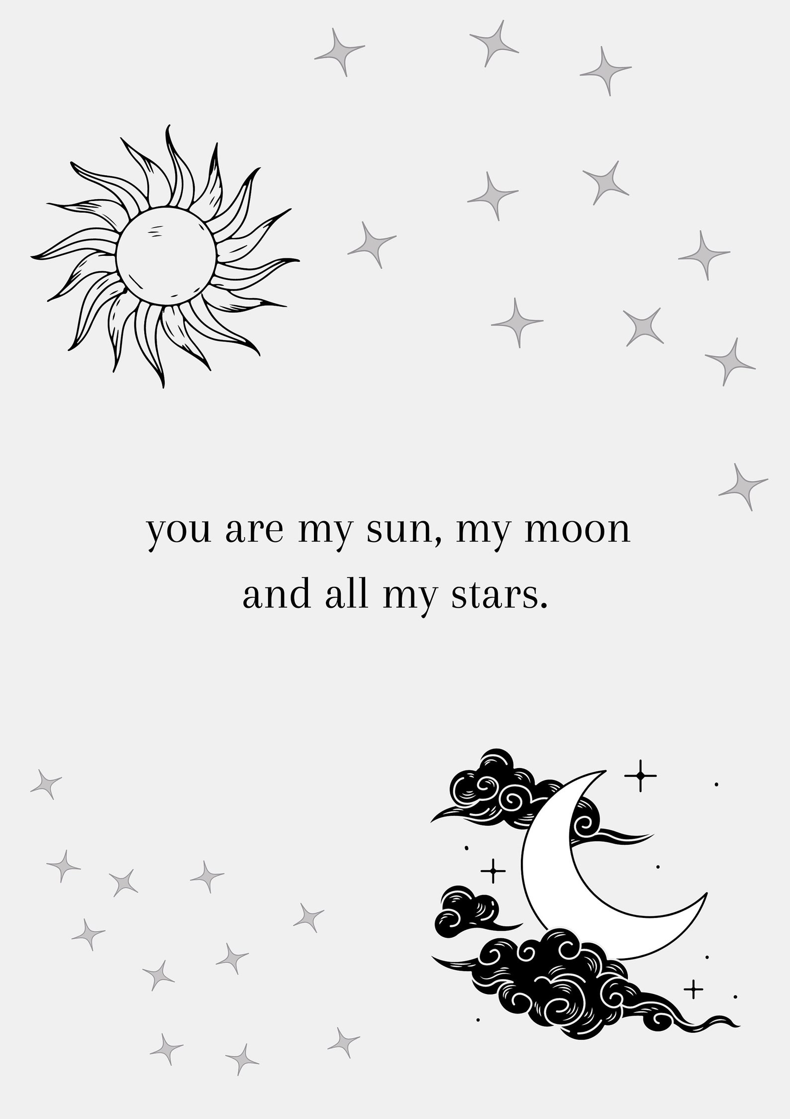 Sun Moon Stars Quote Wall Art Print, Digital Download, Printable Art - Etsy