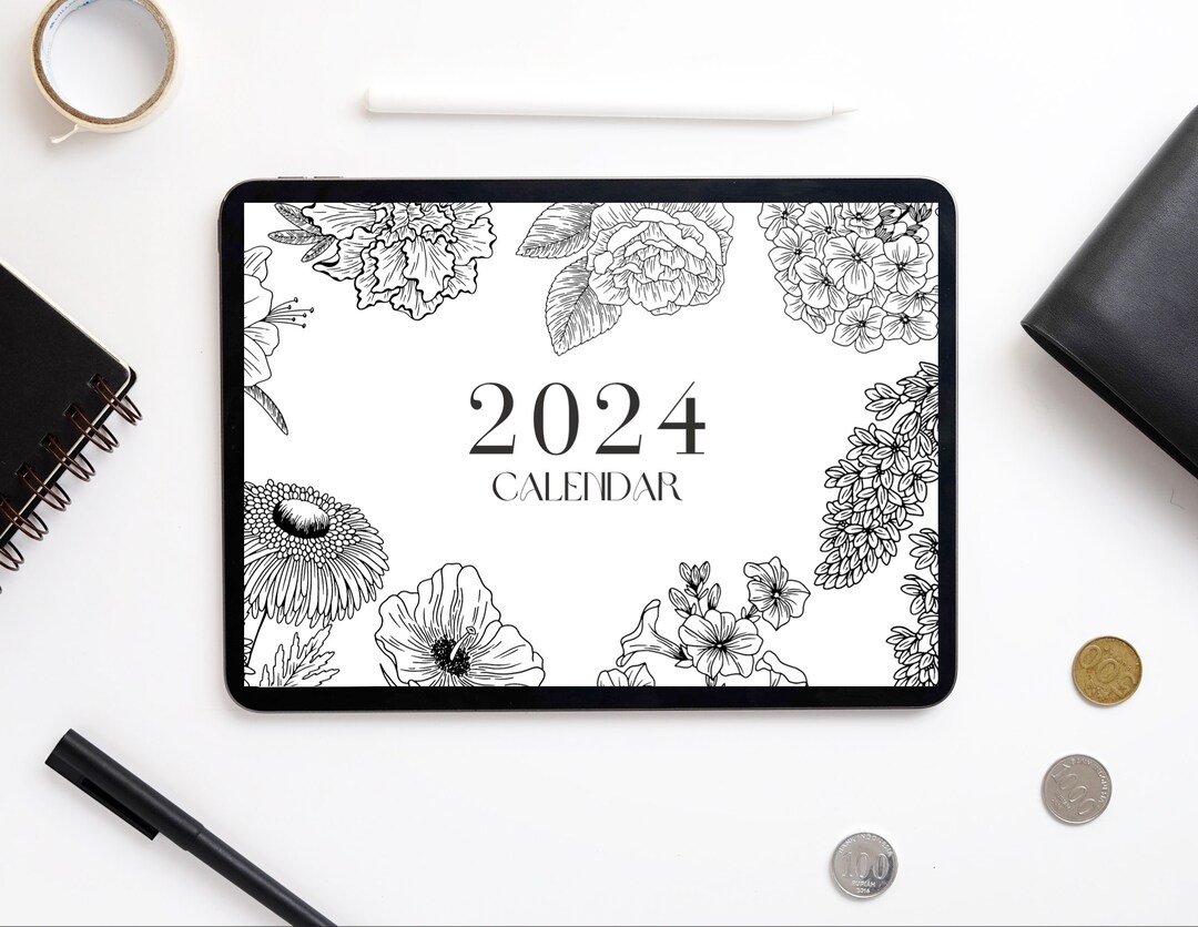 2024 Downloadable and Printable Flower Calendar, Goodnotes Planner ...