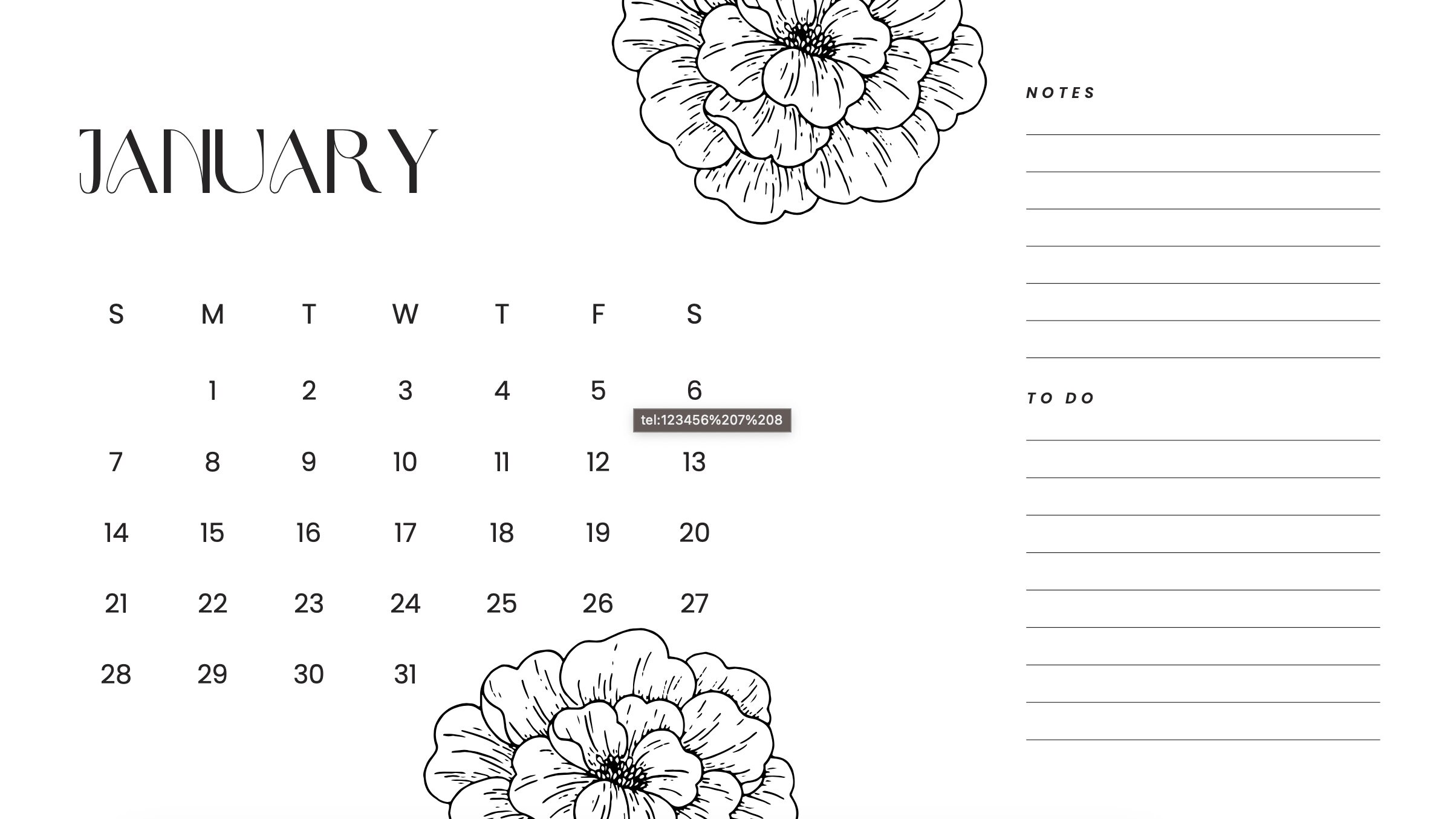 2024 Downloadable and Printable Flower Calendar, Goodnotes Planner ...