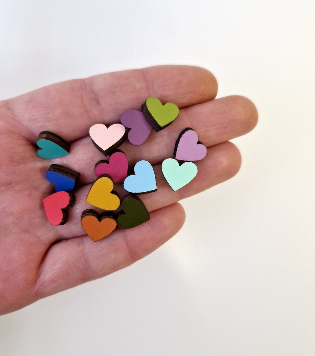 Hearts Colored Wooden Shapes - Etsy