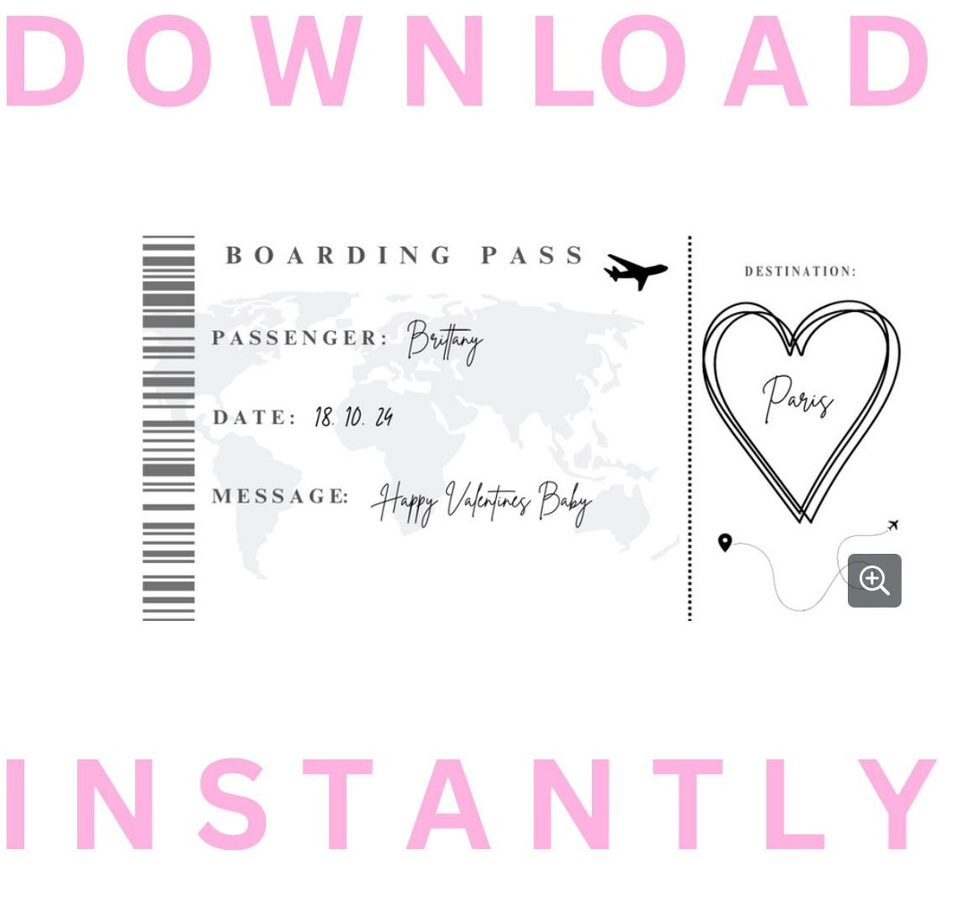 Digital Boarding Pass - Instant Download - Etsy