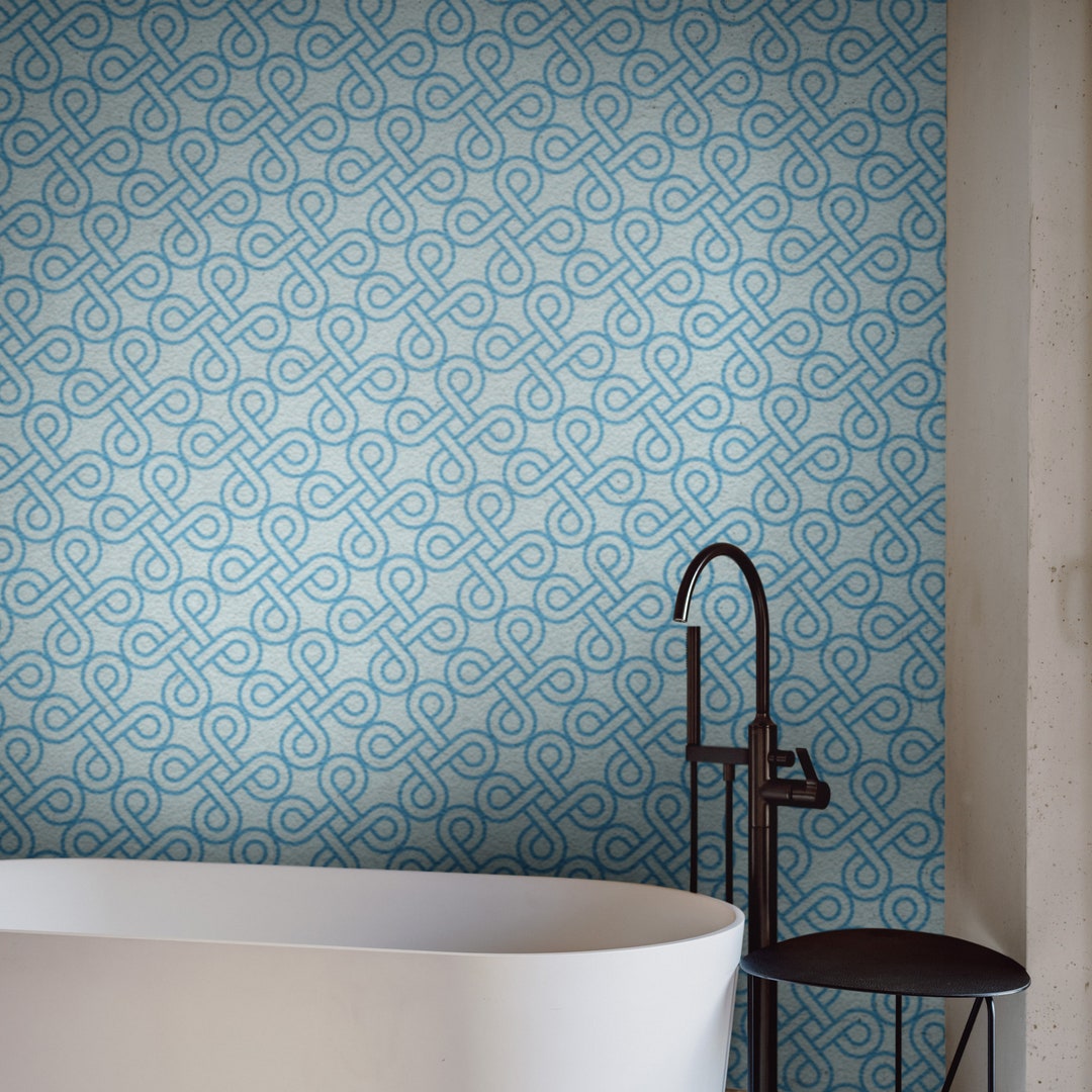 Looped Square Infinity Pattern Wallpaper, Bathroom Wallpaper, Kitchen ...