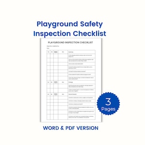 Daycare Playground Safety Inspection Checklist (word & PDF) - Etsy
