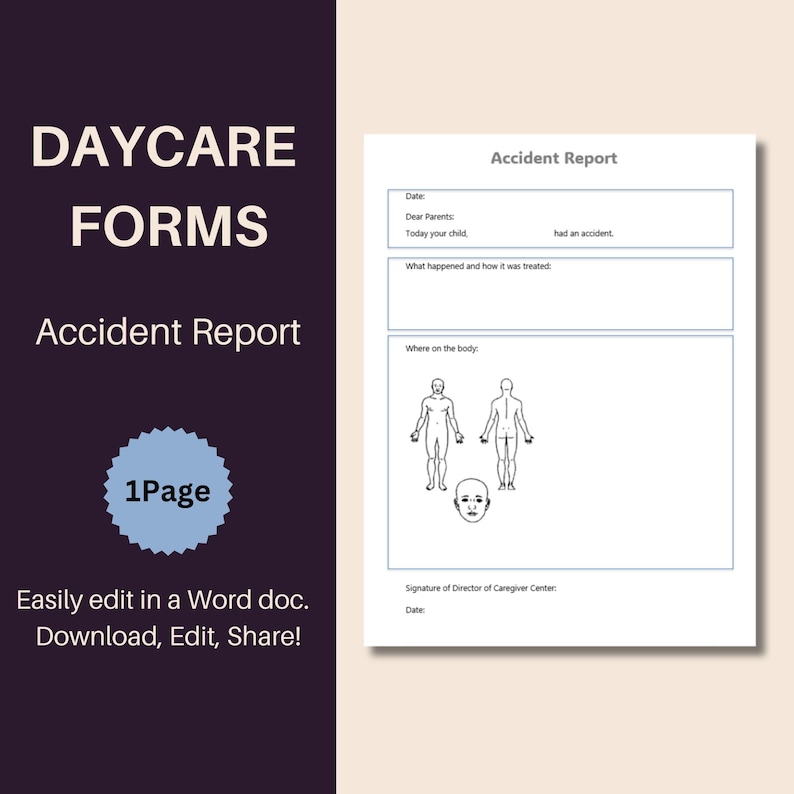 Accident Report, Incident Report, Injury Report, Child Accident ...