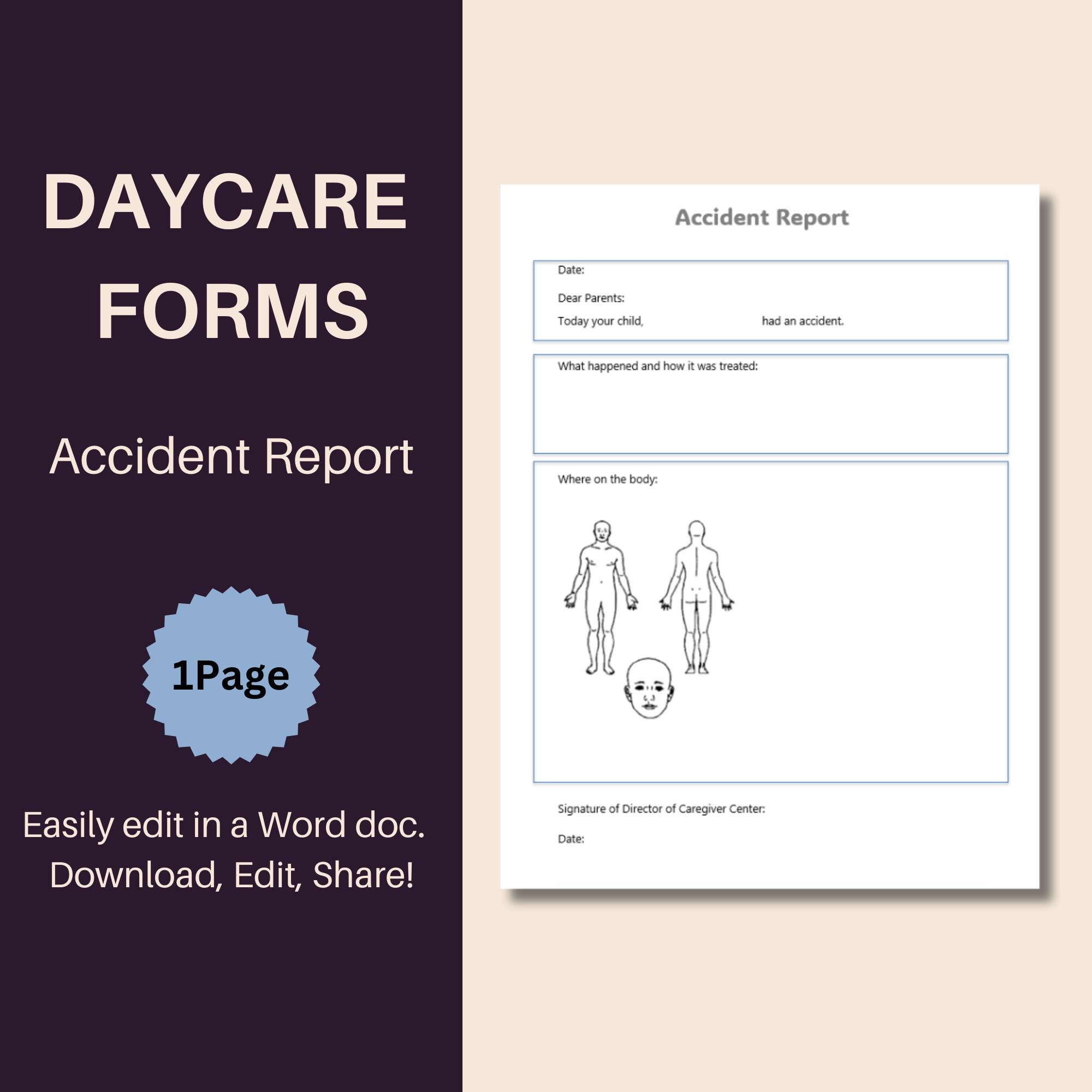 Accident Report, Incident Report, Injury Report, Child Accident ...
