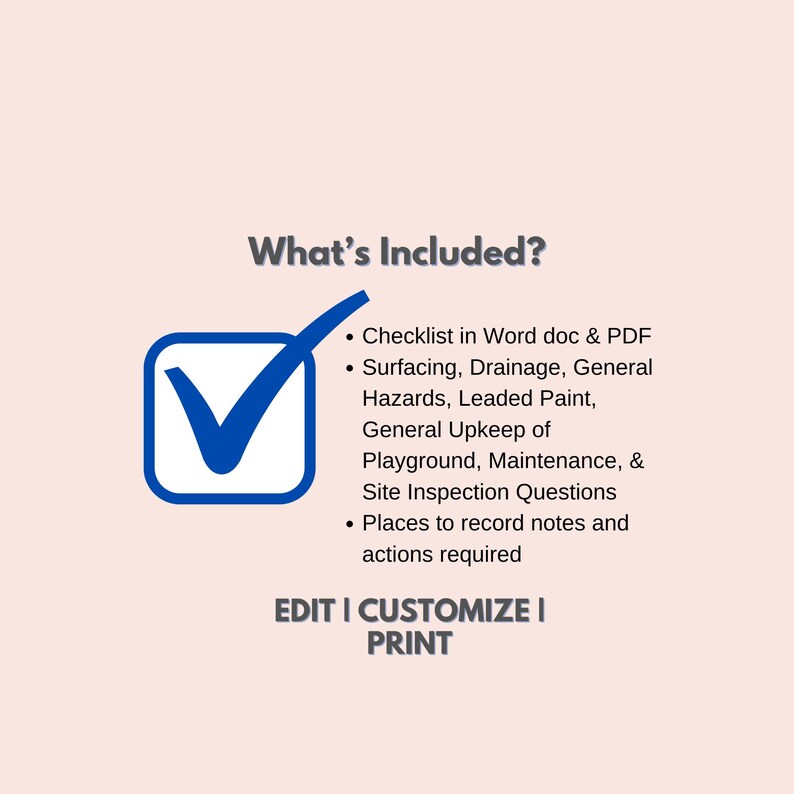 Safety Inspection Checklist, Playground Safety Checklist, Daycare ...