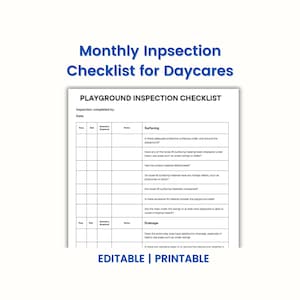 Daycare Playground Safety Inspection Checklist (word & PDF) - Etsy