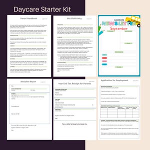 Daycare Starter Kit: 60+ Daycare Forms & Templates (digital Download ...