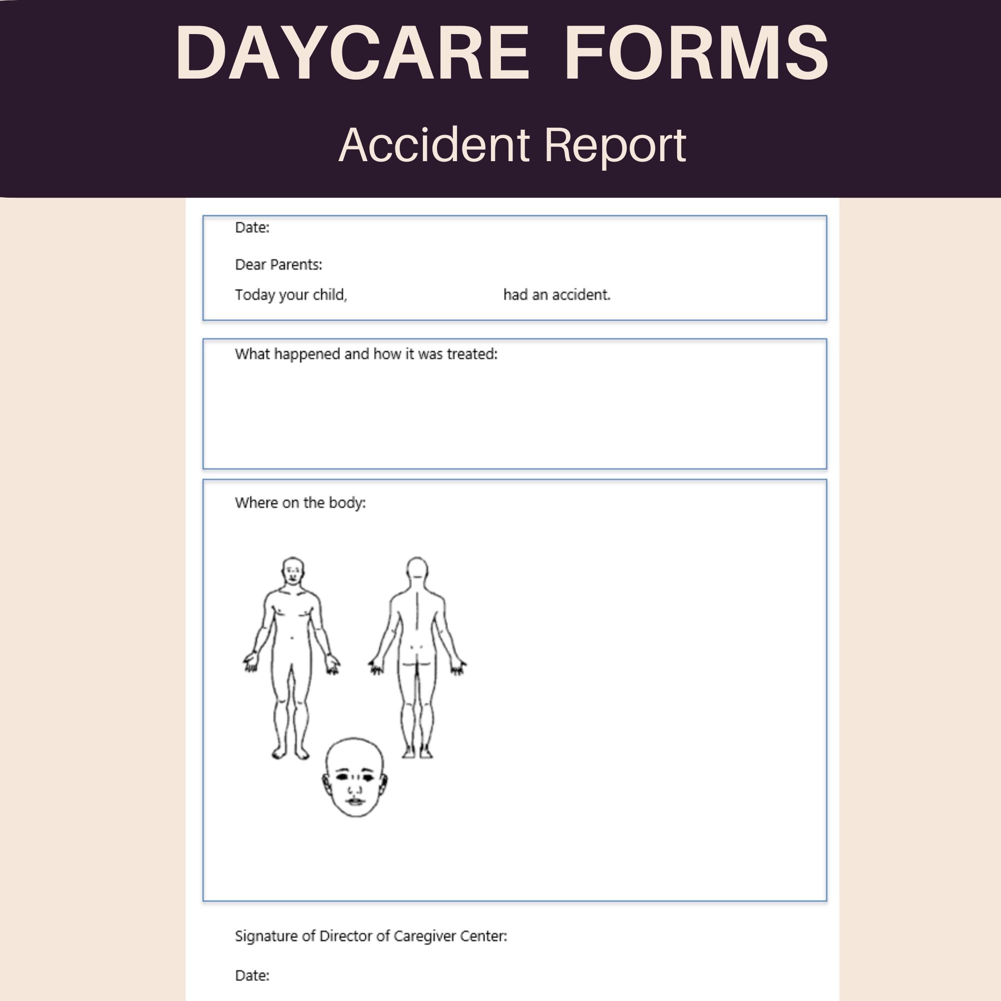 Accident Report, Incident Report, Injury Report, Child Accident ...