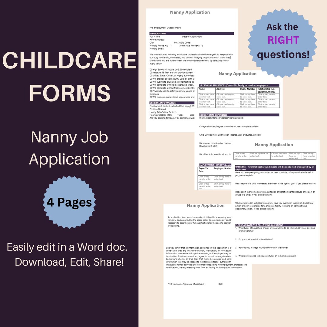 Nanny Job Application | Opare Job Application | Night-nurse Job ...
