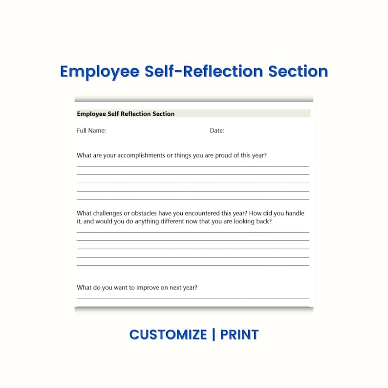 Fillable Employee Performance Review Template (word & PDF) - Etsy