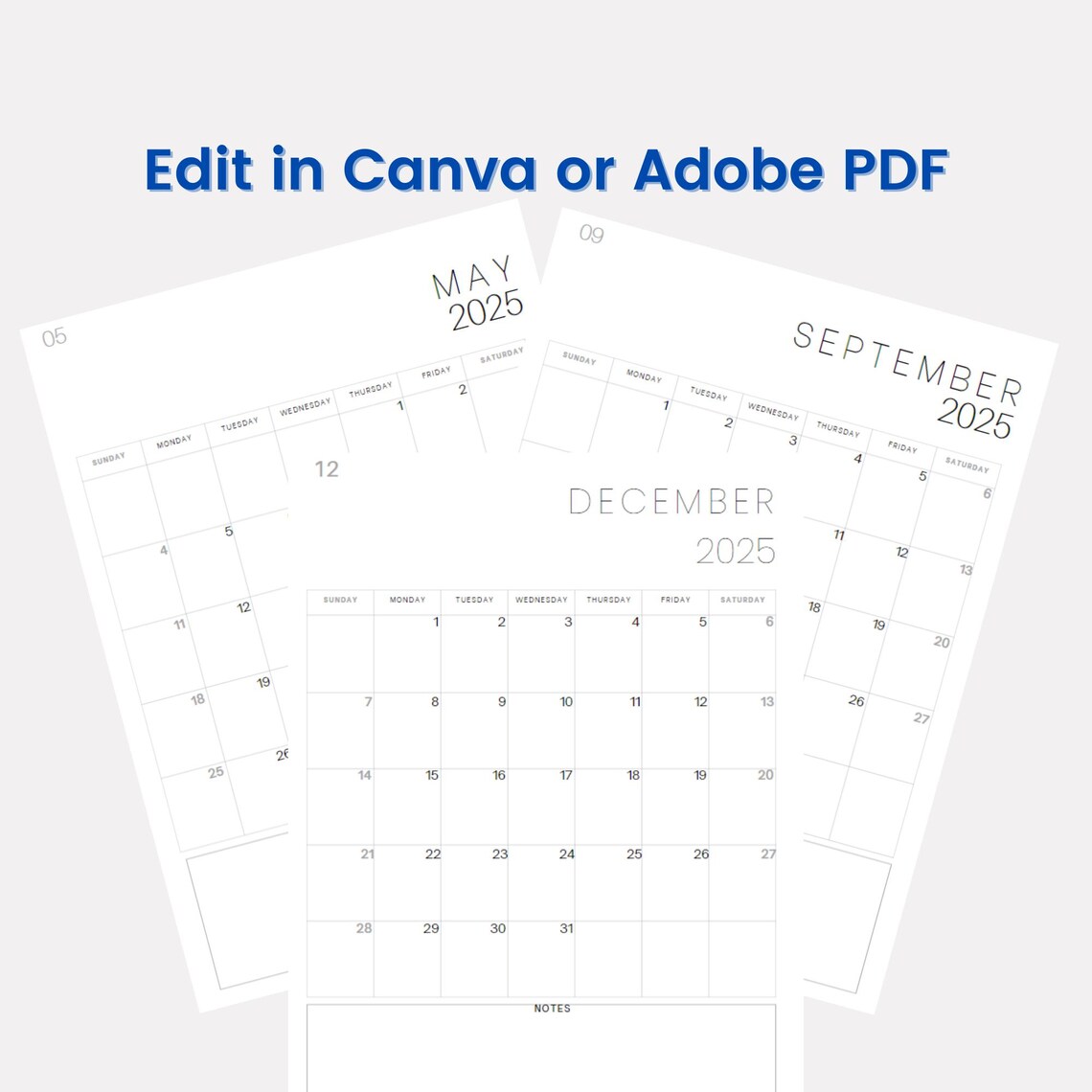 2025 Calendar, Simple Calendar, 2025 Monthly Calendar, Modern Calendar ...