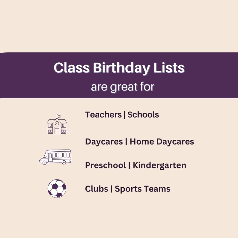 Birthday Calendar for Class, Birthday List, Birthday Tracker Printable ...