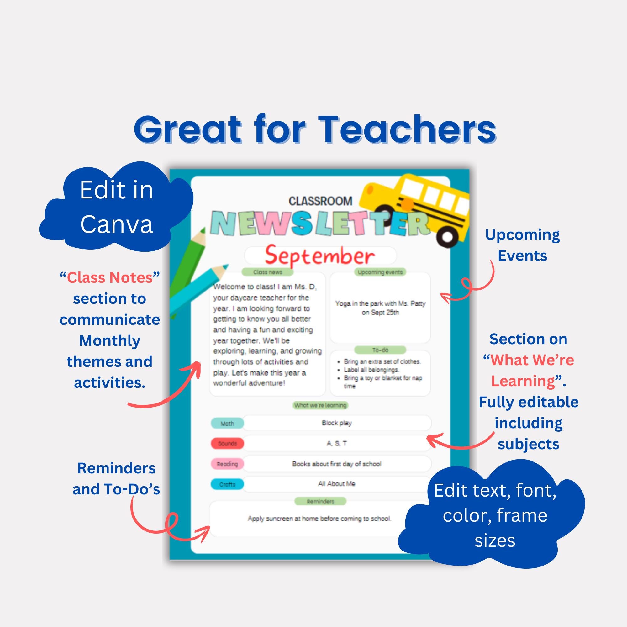 12 Month Newsletter Template, Classroom Newsletter, Monthly Template ...