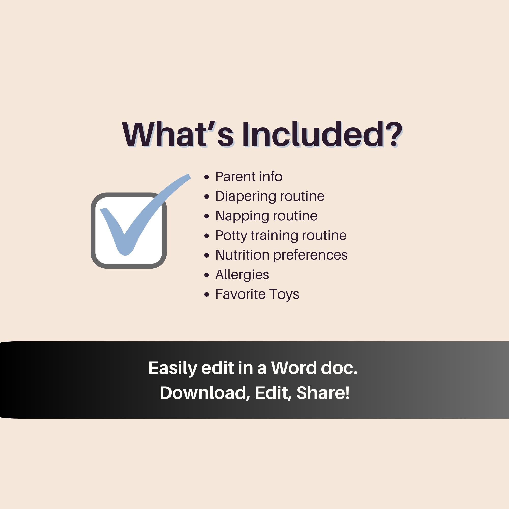 Daycare Child Intake Form: Interview Questions (fillable Word Doc) - Etsy