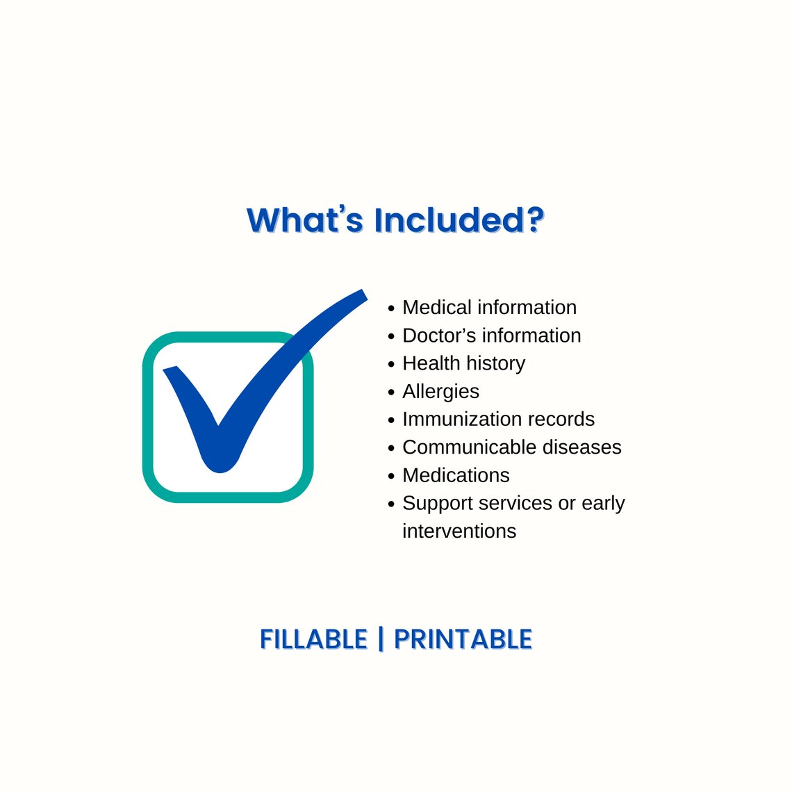 Daycare Medical History Form: Fillable Childcare Template (digital ...