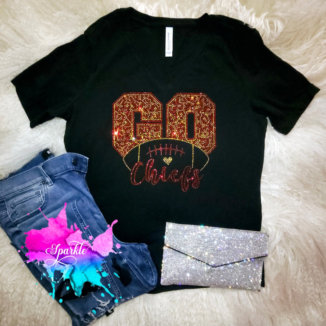 PLEASE READ DESCRIPTION Chiefs Ball Rhinestone Football Go Chiefs Go ...