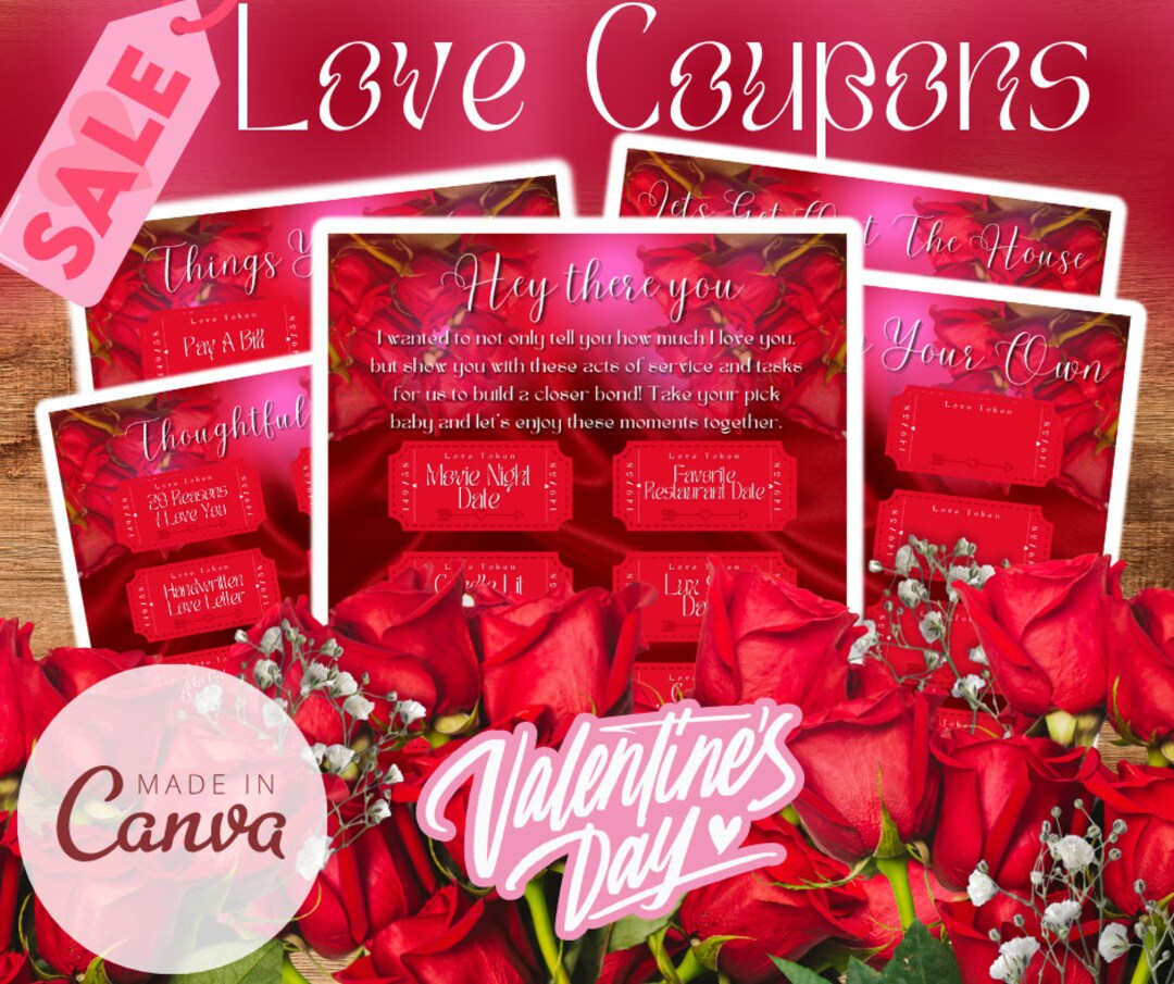 Valentines Day Love Coupon Template, Printable Coupons for Date Night ...