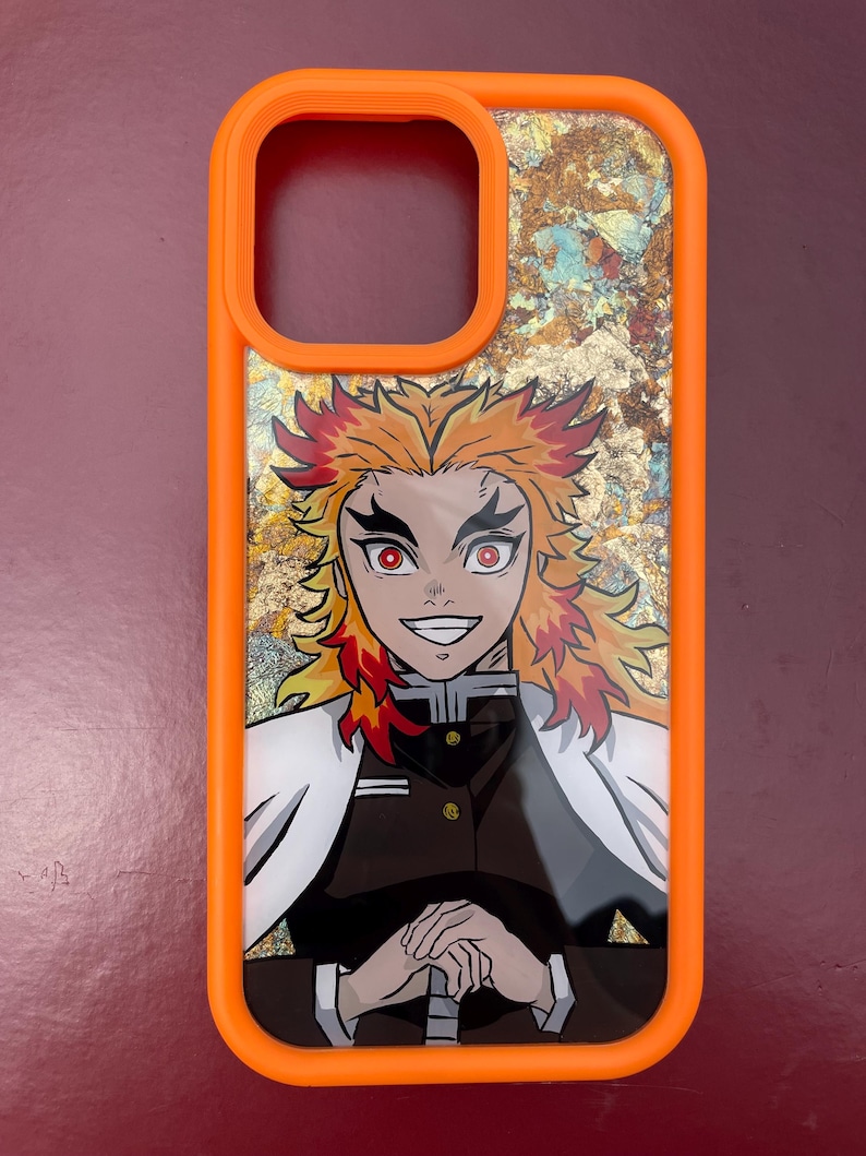 Handmade Rengoku Kyojuro Phone Case | Acrylic Painted | Demon Slayer ...