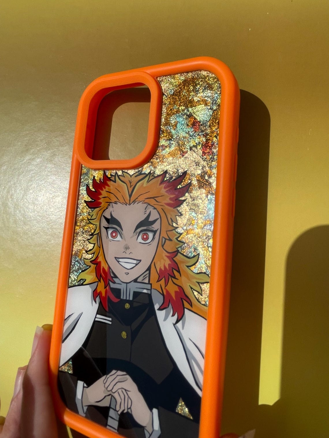 Handmade Rengoku Kyojuro Phone Case | Acrylic Painted | Demon Slayer ...