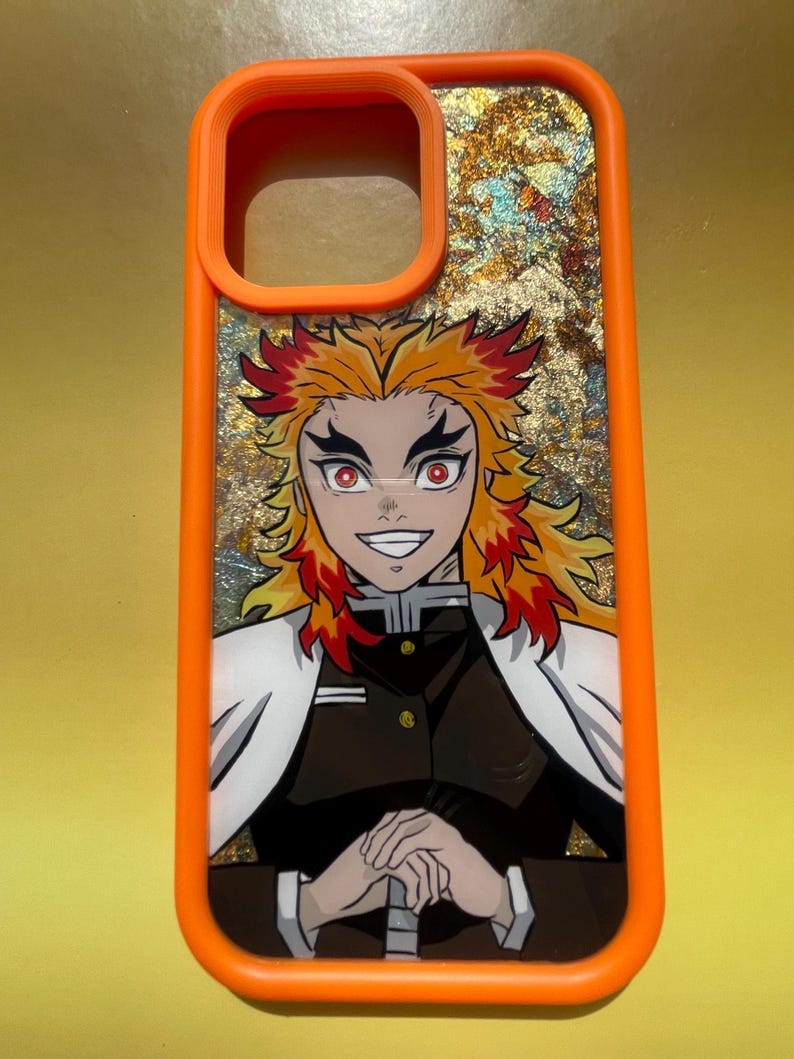 Handmade Rengoku Kyojuro Phone Case | Acrylic Painted | Demon Slayer ...