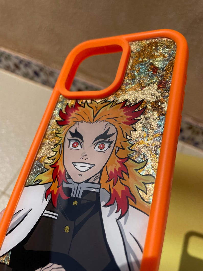 Handmade Rengoku Kyojuro Phone Case | Acrylic Painted | Demon Slayer ...