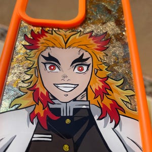 Handmade Rengoku Kyojuro Phone Case | Acrylic Painted | Demon Slayer ...
