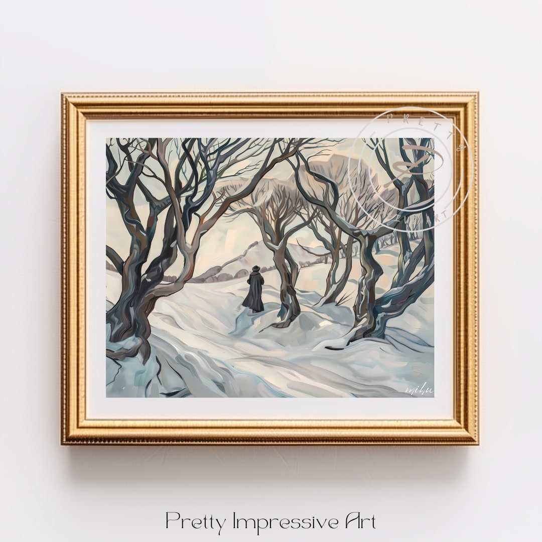 Winter Forest Landscape, Painting Moody, Country Scenery, Snowy Hill ...